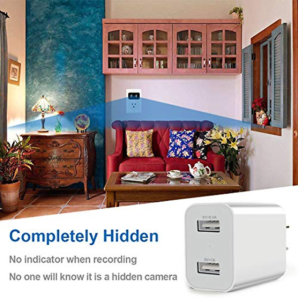 TOQI Spy Camera Wireless Hidden WiFi Camera with Remote Viewing, 2023 Newest Version 1080P HD Nanny Cam/Security Camera Indoor Video Recorder Motion Activated, Support iOS/Android, White, No Audio