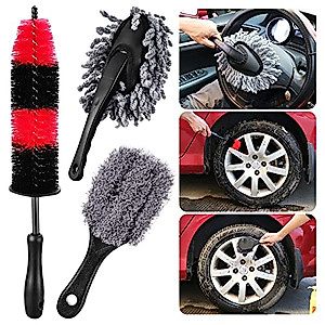 OCR 17PCS Car Detailing Brush Kit, Wheel Cleaning Brushes Rim Brush Duster Brush Wash Mitt Towels Wax Pads, Car Cleaning Tools for Auto Interior Exterior, Wheels, Dashboard, Leather, Air Vents
