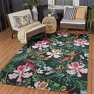 Dalyn Rugs Indoor/Outdoor Tropics TC6 Black Washable 8' x 10' Rug