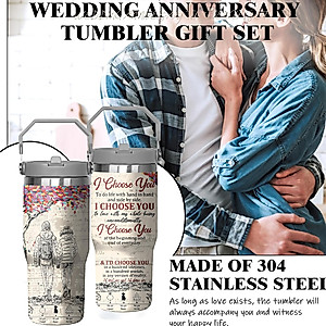 30 Oz Couples Tumbler with Handle and Straw, Anniversary Couple Double Wall Couples Mugs Leak Proof, Couples Engagement Gift Cup for Couples, Valentine Couple Coffee Mugs Engagement Gifts for Couples