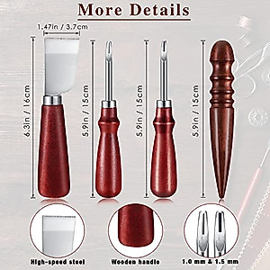 8 Pieces Leather Knife Set, Including Leather Edge Beveler Leather Groover Leather Cutter Wood Leathercraft Edge Slicker Burnisher Leather Crafting Tools Skiving Knife Leathercraft Accessories