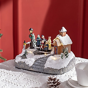 HOMCOM Christmas Village, Choir Animated Winter Wonderland Set with Multicolored LED Light, Battery Operated Christmas Decoration