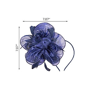 SWEETV Fascinators Hats for Women Tea Party Hat and Gloves Set for Kentucky Derby, Cocktail, Wedding, Fancy Dress Party Blue