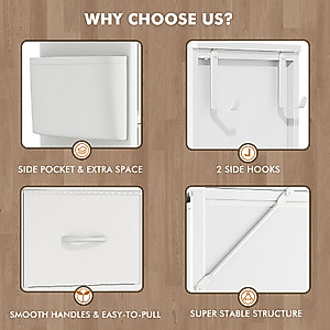 Lulive Dresser for Bedroom with 12 Drawers, Tall Dresser Chest of Drawers with Side Pockets and Hooks, Fabric Dresser Storage Tower for Closet, Hallway, Living Room (White)