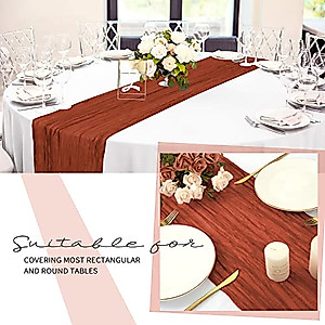 24 Pack Cheesecloth Table Runner 20 x 120 inch Cheese Cloth Table Runner Bulk,Romantic Boho Sheer Gauze Fabric Table Runners for Wedding Reception,Party,Bridal Shower Table Decor(Terracotta)