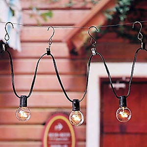 Oubest 50 Pcs S Hook with Clip for Hanging Halloween/Christmas/Party Ornaments-Curtain Clips/String Lights Hangers -Heavy-Duty Nickel-Plated Steel for Indoor/Outdoor Utility & Decor