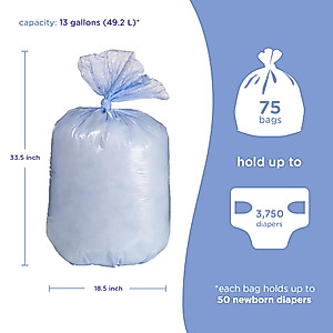 Ubbi Disposable Diaper Pail Plastic Bags, Value Pack, 75 Count, 13-Gallon Bags