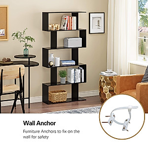 HOMEFORT Pack of 2 Geometric Bookshelf,5-Tier Modern Bookcase, Set of 2 Open Shelf and Room Divider, Freestanding Display Storage Organizer, Decorative Shelving Unit for Home Office and Living Room