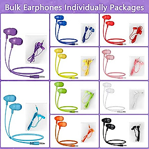 TJZXGUI Kids Bulk Earbud Headphones 50 Pack Multi Colored,Individually Bagged,Wholesale Disposable Earphones Perfect for School Classroom Libraries Students (50Mixed)