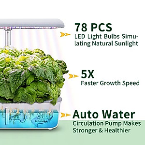 Hydroponics Growing System Indoor Garden, Indoor Gardening System with 14 Pods, WiFi Indoor Herb Garden, Herb Garden Kit Indoor with Grow Light, Adjustable Height Up to 20", Auto Pump, 5L Water Tank