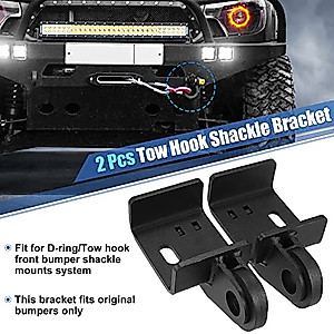 X AUTOHAUX 2 Pcs Front Tow Hook D Ring Mounting Bracket Tow Hook Bracket Kit for Toyota Tacoma 2009-2021 Front Bumper D-Ring Shackle Bracket Steel Anti Rust Coating Black