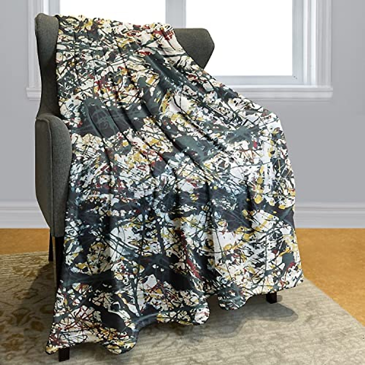 HommomH 60" x 80" Blanket Comfort Warmth Soft Cozy Air Conditioning Easy Care Machine Wash Jackson Pollock