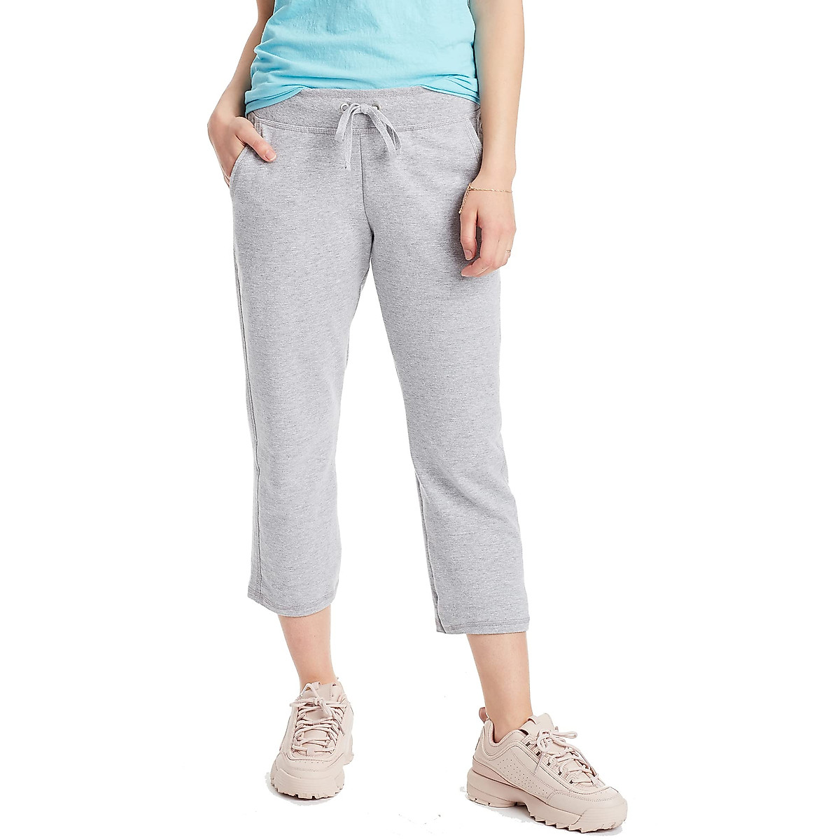 Hanes Womens French Terry Capri Athletic-sweatpants, Light Steel, Small US