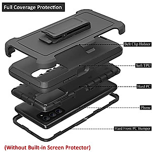 Compatible with Samsung Galaxy A03s Case, with Belt Clip Holster Heavy Duty Rugged Shockproof Full Body Protection Kickstand Cover for Samsung Galaxy A03s Phone (Black)