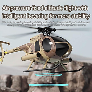 CHUO Remote Control Helicopter for Adults, 1/28 RC Helicopter Toys MD500 C189 2.4G Aircraft 4CH Brushless Single-Rotor RC Airplanes Military Aileronless Helicopter with 6-Axis Gyro - RTF