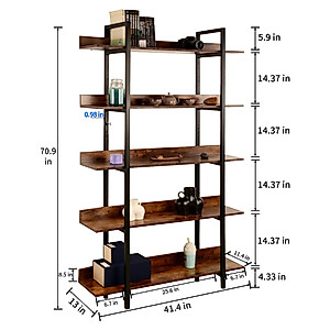 Vocuer 5 Tier Bookshelf Tall Bookcase bookcases and Book Shelves 5 Shelf Bookshelves and bookcases Wide Bookshelf for Bedroom Large Bookshelf Small Open Bookcase Shelf Book case Book Shelf for Office