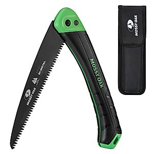 MOSSY OAK Folding Saw - 7 Inch Pruning Hand Saw with Pouch, D6A & M2 Bimetal Saw Blade, Hunting Saw Foldable for Deer, Tree, Wood, and Limb Cutting