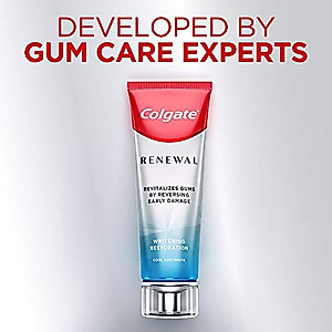 Colgate Renewal Gum Protection Whitening Toothpaste, Mint Toothpaste for Gingivitis and Teeth Whitening Restoration, Sugar Free, Enamel Safe, Gluten Free, Vegan, 3 Oz Tube