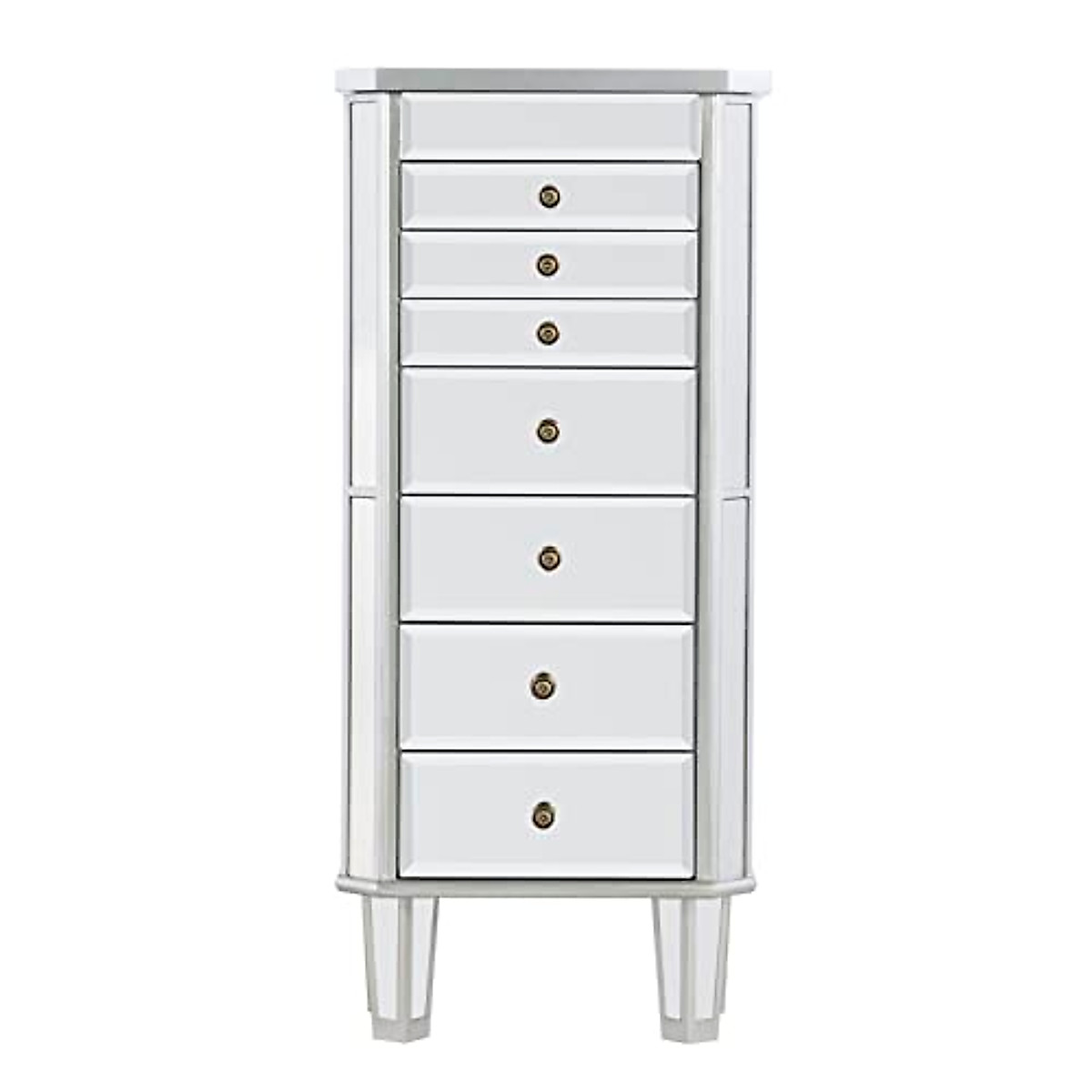 Powell Jewelry Armoire Wood, Silver Mirrored