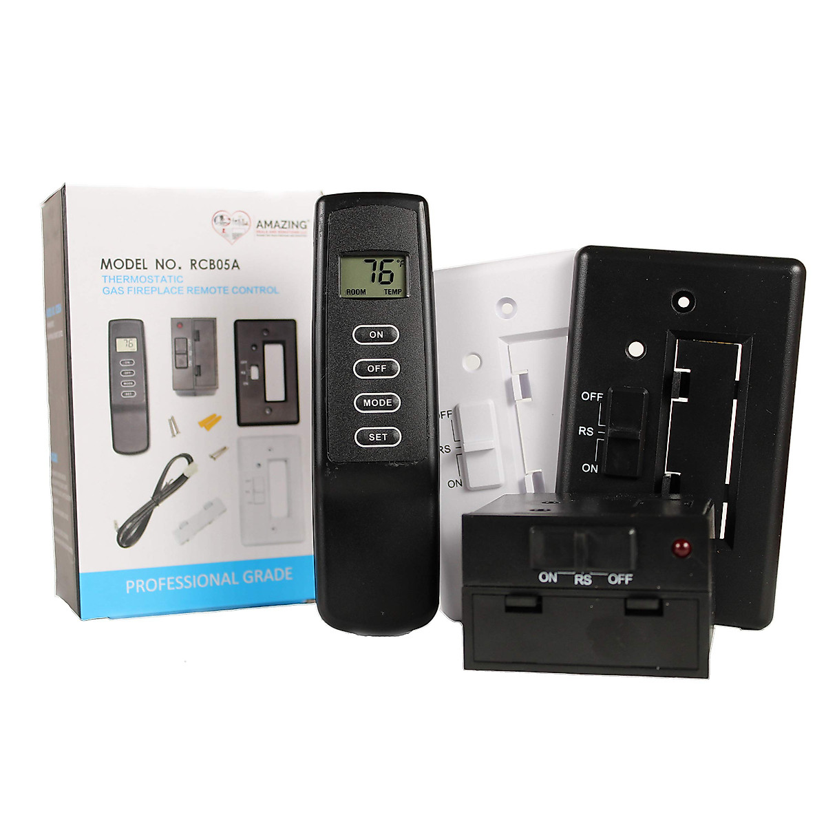 Amazing Deals and Donations Gas Fireplace Remote Control On/Off with Thermostat Remote and Receiver Kit for Millivolt Gas Valves Only