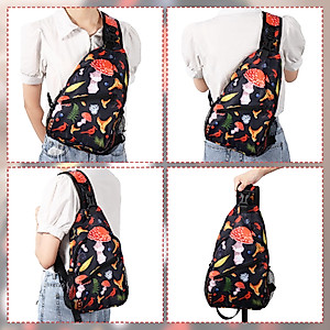 Paterr 3 Pcs Mushroom Stuff Mushroom Accessories Mushroom Sling Backpack Mushroom Keychain Mushroom Purse Mushroom Gifts for Women Men Travel Hiking