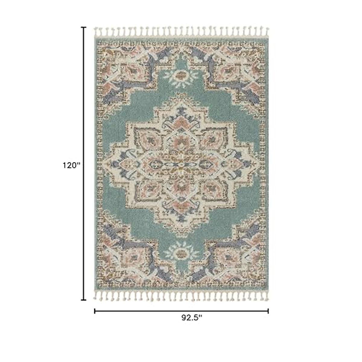 LUXE WEAVERS Southwestern Medallion Fringe Blue 8x10 Area Rug
