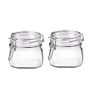 Bormioli Rocco Fido Clear Glass Jar with 85 mm Gasket,0.5 Liter (Pack of 2)