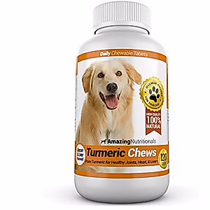 Amazing Turmeric for Dogs Curcumin Pet Antioxidant, Eliminates Joint Pain Inflammation, 120 Chews