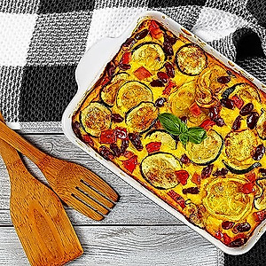 Mordimy 100% Cotton Waffle Weave Kitchen Towels, 13 x 28 Inches, Super Soft and Absorbent Buffalo Check Dish Towels for Drying Dishes, 4-Pack, Black & White