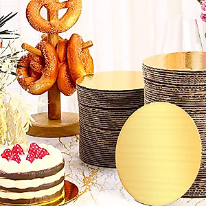 100 Pack Round Cake Boards 6'' Gold Circle Cake Base Cardboard Cake Rounds Grease Proof Disposable Cardboard for Baking Cake Pizza