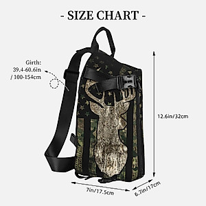 Camo Fanny Pack Camouflage sling Tool Bag Hunting Tactical Army American Flag Backpack Chest Shoulder Bag Travel Crossbody Daypack Hiking Gym Daily for Women Men