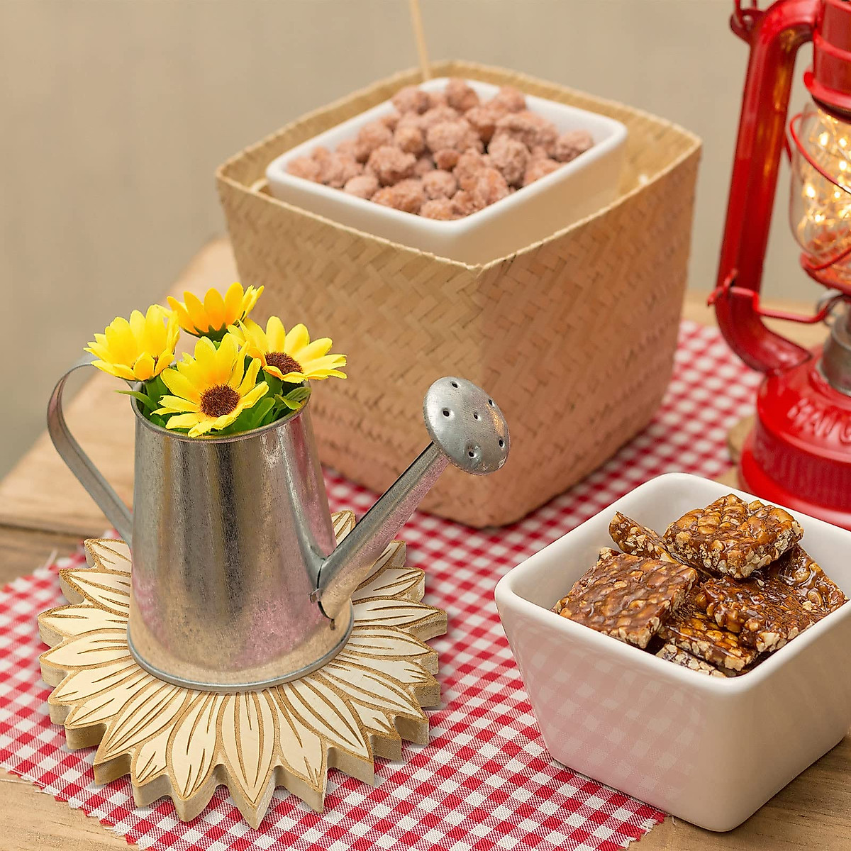 2 Pcs Sunflower Wooden Trivets for Hot Dishes Non Slip Heat Resistant Wood Trivet Mat Table and Kitchen Countertop Decor Dining Table Hot Pot Holder Sturdy Hot Pads for Pots Pans, 6 Inches