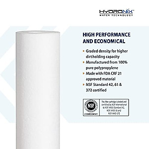 Hydronix SDC-25-2005 Sediment Water Filter Cartridge 2.5" x 20" - 5 micron - Whole House, RO Systems or Commercial Use