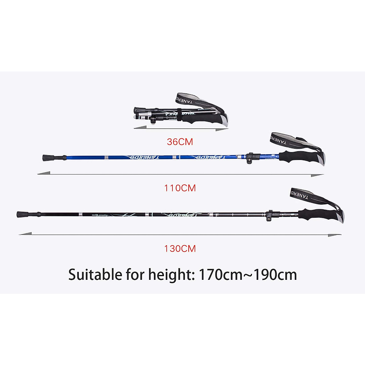 Upgrade Trekking Pole,Ultralight Aluminium Alloy Foldable, Anti Shock Walking/Camping （1 Pack，Black）