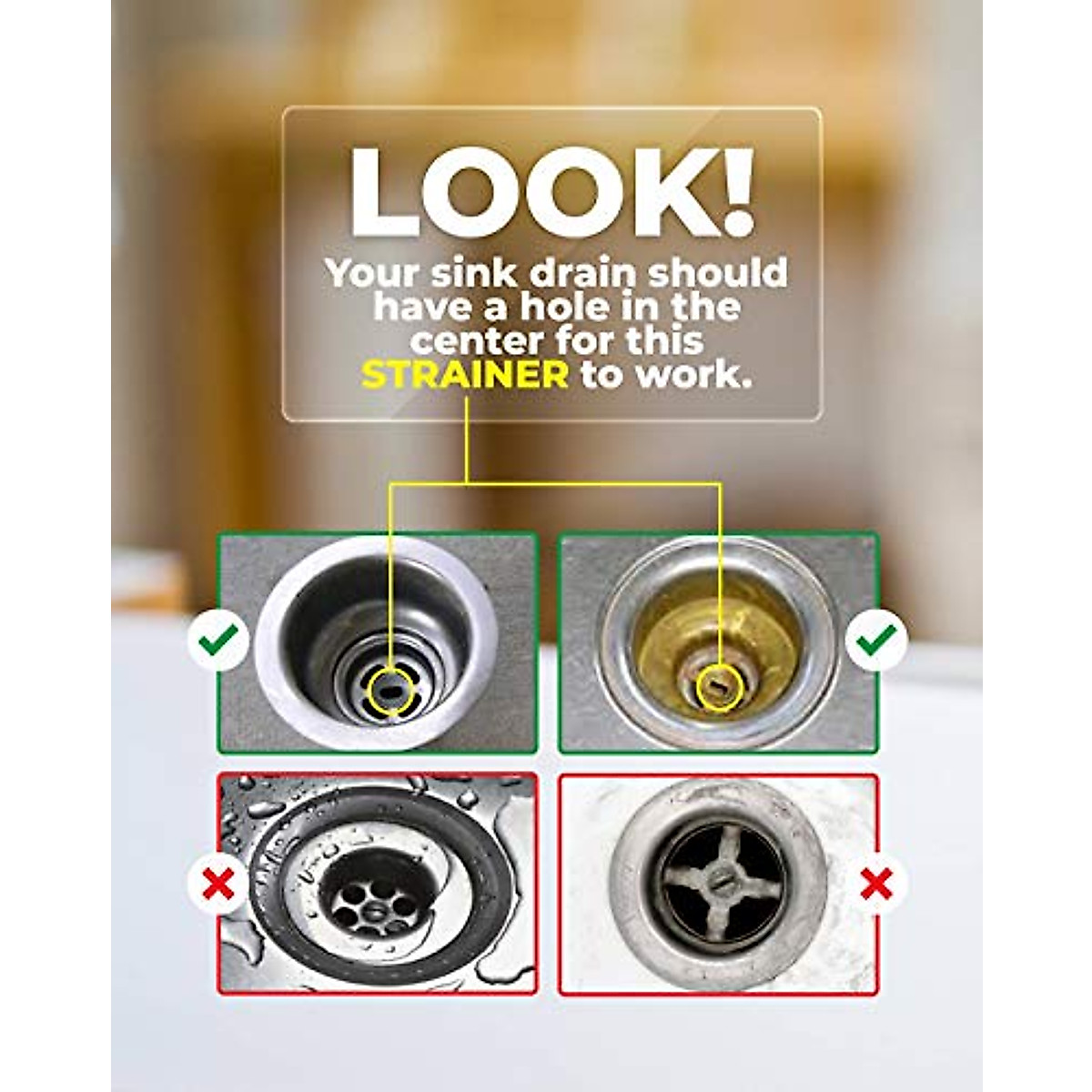 K&J Kitchen Sink Strainer Stopper - 2-in-1 Stainless Steel Spring Clip Kitchen Sink Drain Strainer and Stopper (Spring Clip - Universal)