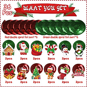 CCINEE 36pcs Christmas Hanging Foil Swirls, Xmas Hanging Decoration Christmas Foil Ceiling Hanging Swirls for Indoor Outdoor Christmas Holiday Party Supplies