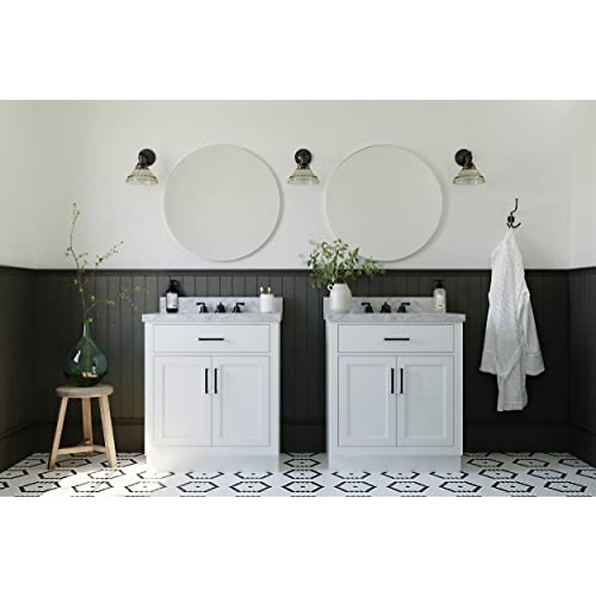 ARIEL Hepburn 31" Inch Oval Sink Vanity with 1.5" Edge Carrara White Countertop in White
