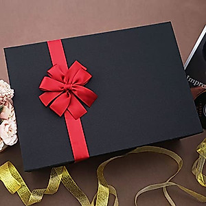 YAWOIRG Black Gift Box, 13x9x4 inches, Large Present Box with Lid, Square Magnetic Gift Box for Presents, Empty Decorative Gift Boxes for Gift Wrapping and Storage, Matte