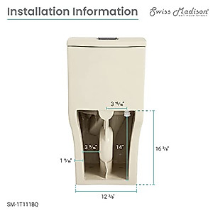 Swiss Madison Well Made Forever SM-1T111BQ, Burdon One Piece Square Toilet Dual Flush 1.1/1.6 gpf in Bisque
