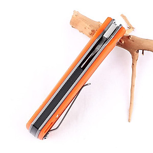 JEABROTHER sharp folding pocket knife, 14C28N blade, G10 handle, lined lock, steel clip, EDC overturning utility knife, used for hunting, camping, hiking and fishing