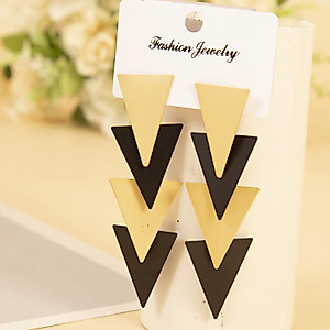 Black Gold Earrings for Women Girls,Geometric Dangle Earrings,Bohemian Drop Dangle Earrings,Triangle Gold Dangle Earrings for Party, Bar, Gathery and Work Occasion.