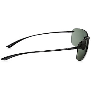 Hobie Rips Polarized Rimless Sunglasses, Shiny Black Frame/Grey Lens, 62MM