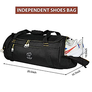 Gym Duffle Backpack for Men Women with Shoes Compartment,Travel Weekender Carry-On Bags with Detachable Back Pack Straps,Water Resistant Rucksack Daypack for Traveling Overnight Climb Sports,Yellow