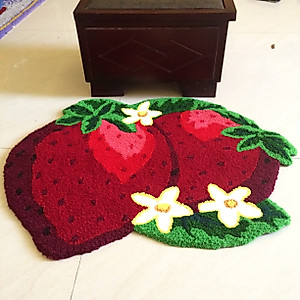 Newrara Strawberries Modern Shag Area Rugs Strawberries Mat Living Room Carpet Bedroom Rug for Children Play Solid Home Decorator Floor Rug and Carpets