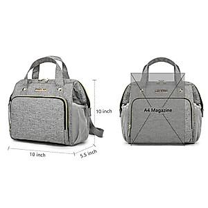 FHELAD Small Diaper Bag Tote Diaper Backpack Crossbody, Toddler Diaper Bags Waterproof Multi-Function Newborn Baby Stylish Mini Tote Maternity Bags Travel Backpacks with Insulated Pockets, Gray