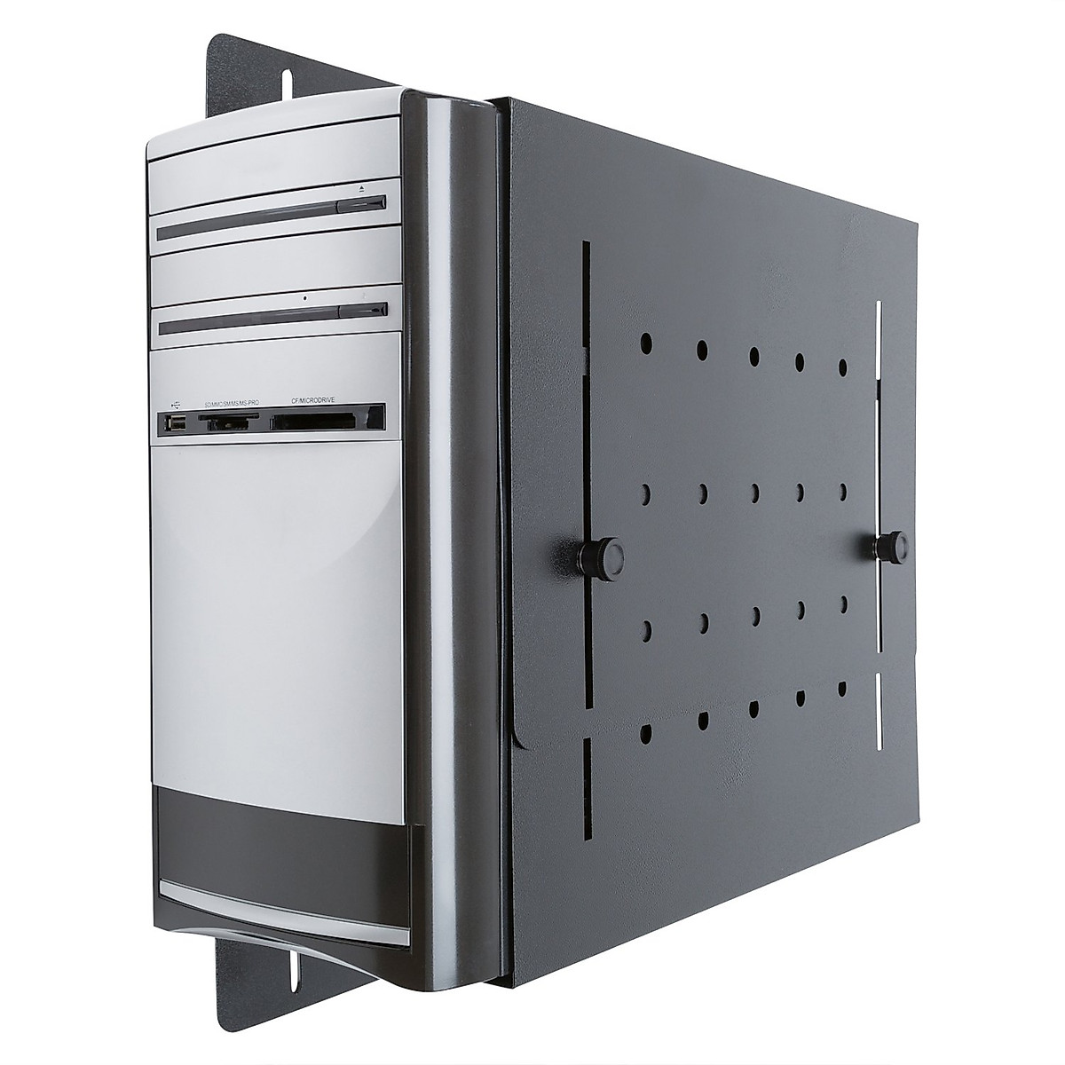 VersaTables | Made in USA | CPU Holder Bracket |Universal Computer Mount | Fits All PC Sizes | Easy Installation | Under-Desk | Standing Desk | Work from Home | Space Saving | Computer Storage | Black