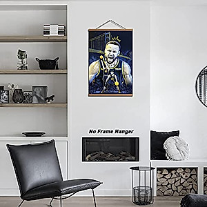 Stephen Curry Poster Wall Art, Golden State Warriors Canvas Decor, Curry Basketball Sports Wall Art, Steph Curry Motivation Inspiration Poster for Office Man Cave Boys Room Decor, 16''x24''-No Frame