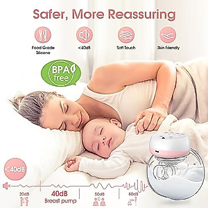 Hands Free Breast Pump, Electric Breast Pumps, 12 Levels 3 Modes Double Wearable Breastpump, Portable 1200mAH, LCD, Quiet and Painless, Leak-Proof 140° Silicone, Comfortable Breastfeeding Necessities