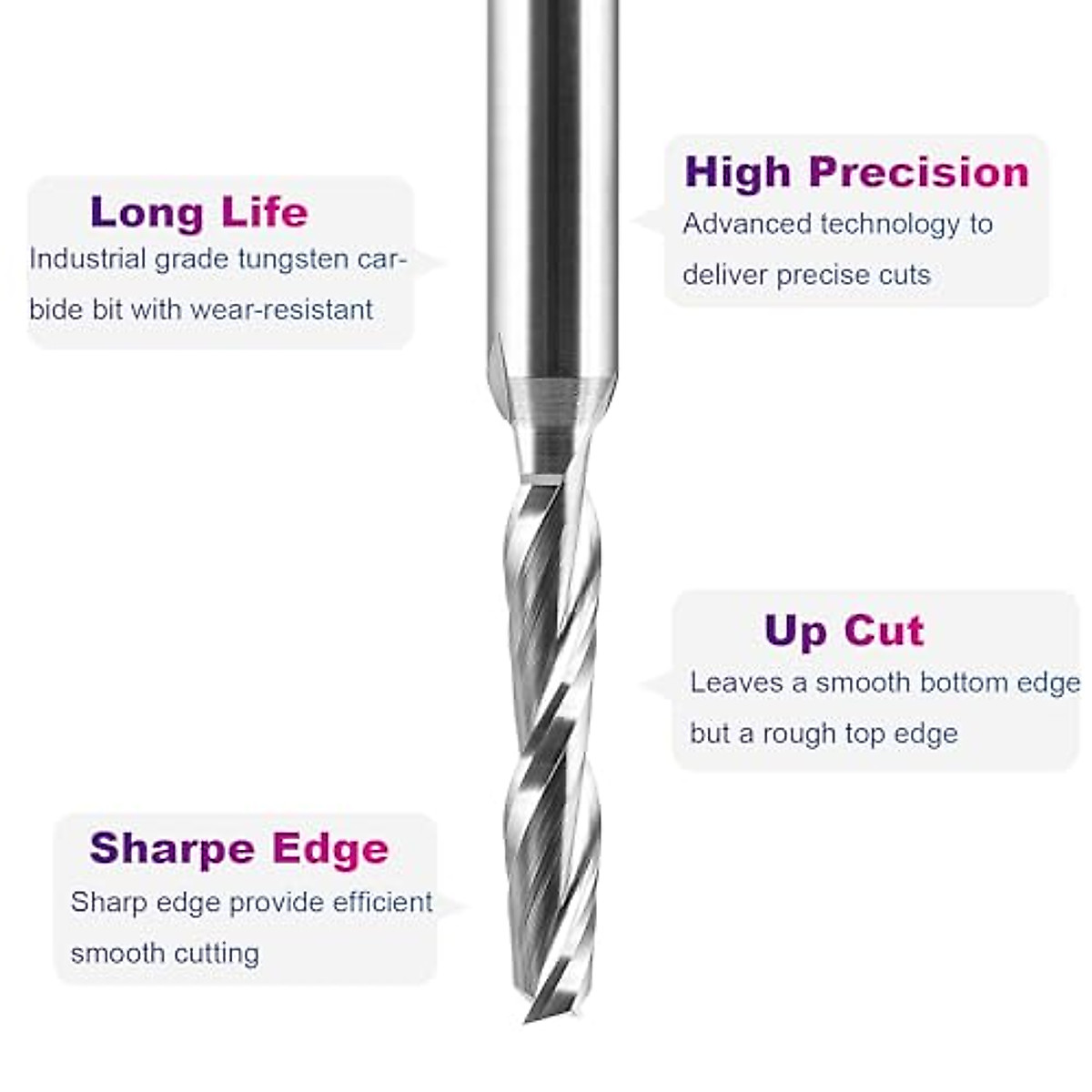 SpeTool Carbide CNC Router Bits 3/16 inch Cutting Diameter Up Cut Router Bit with 1/4 inch Shank Suitable for CNC Engrave Carving