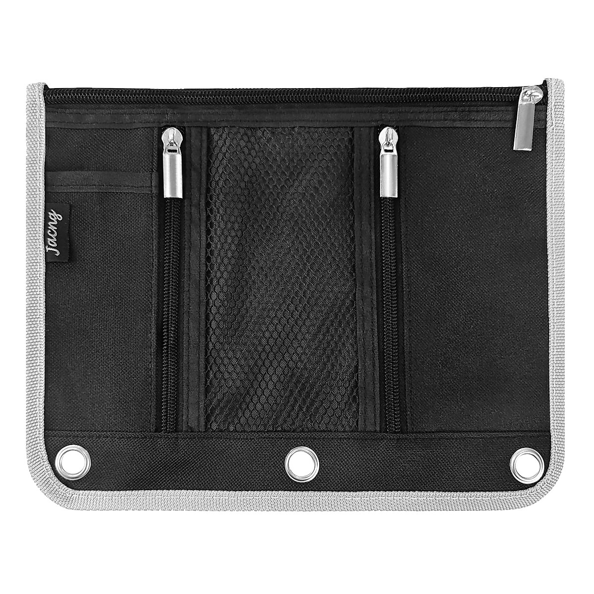 Jacng Binder Pouch for 3 Ring Binder Large Capacity Binder Pocket Black Zipper Bag Fits 3- Ring Binder Clear Window Pencil Pouch with Zipper for Office Supplies